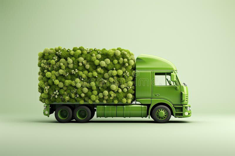 Green Transportation Concept with Delivery Truck. Generative AI Stock ...