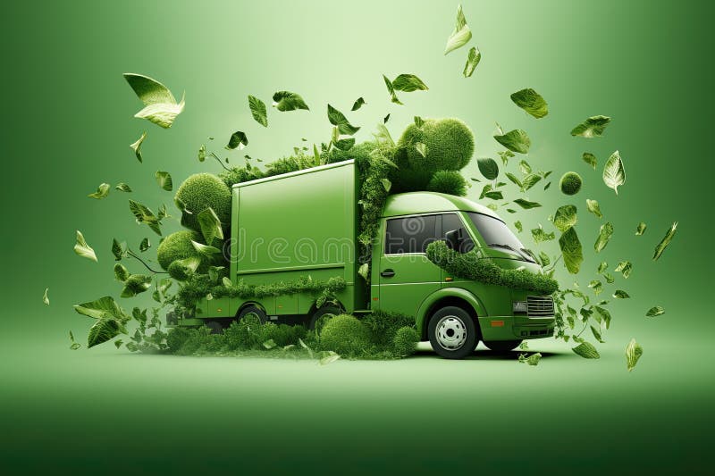 Green Transportation Concept with Delivery Truck. Generative AI Stock ...
