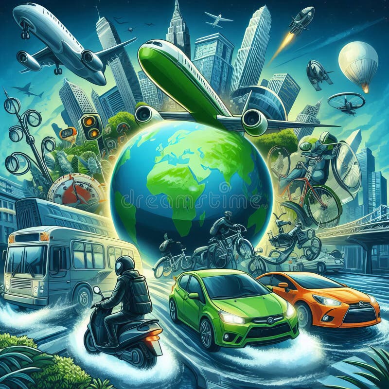 Green Transportation Options for Commuting To Work and Schol Stock ...