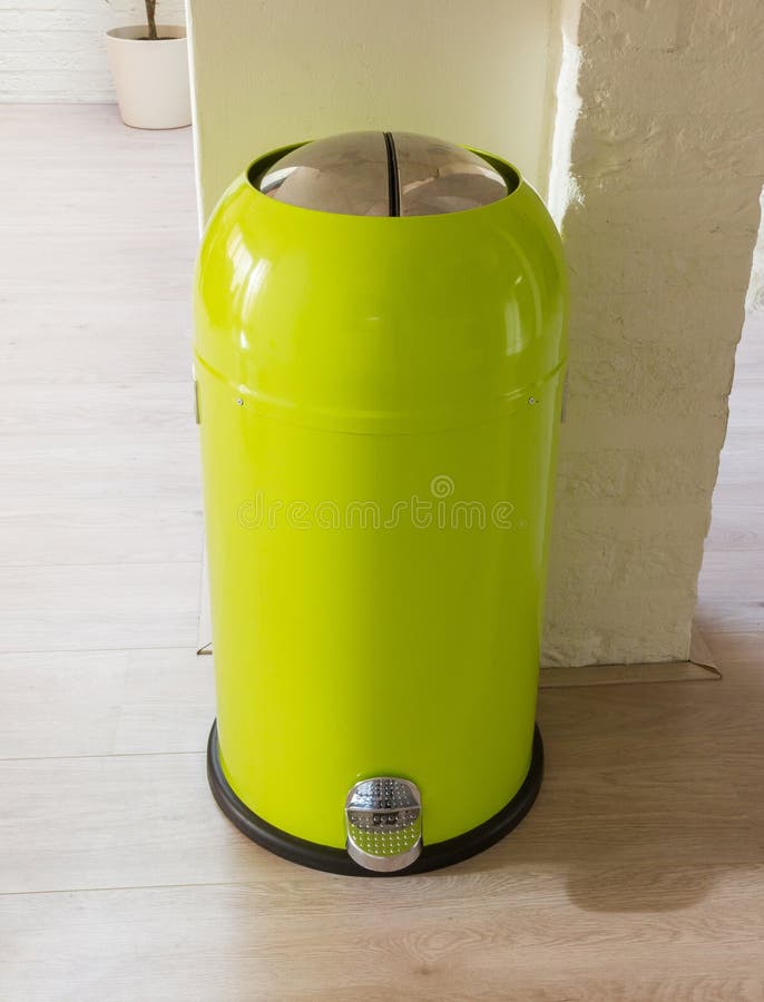 Green trash can stock image. Image of shining, trash - 105310633