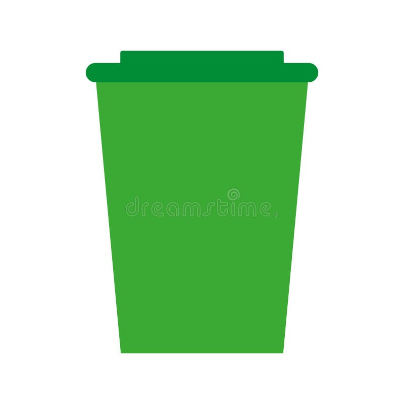 Green Trash Can Icon. Simple Bin Shape. Bright Green Vector. Trash ...