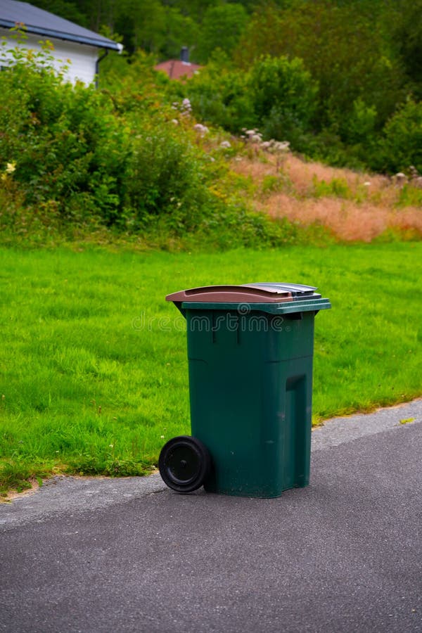 Green Trash Can with Two Separate Chambers.. Stock Image - Image of ...
