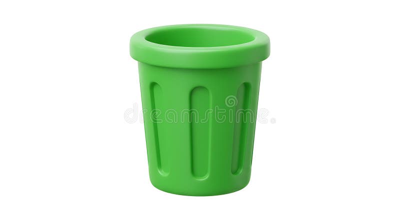 Green Trash Can on White Background Waste Management Concept Stock ...