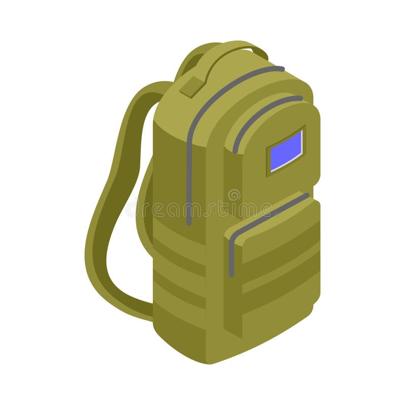 Isometric Backpack Icon stock illustration. Illustration of transport ...