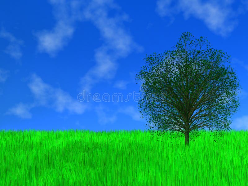 Green tree stock illustration. Illustration of cloudscape - 8839881