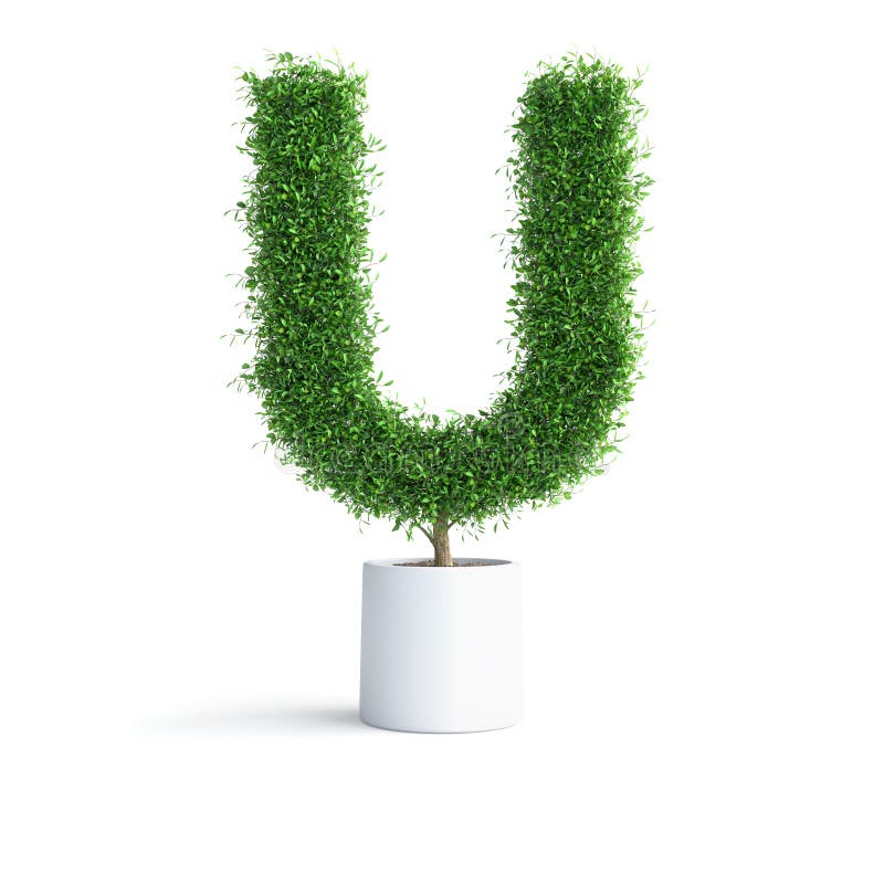 Green Tree Alphabet Letter U with Clipping Path Stock Illustration ...
