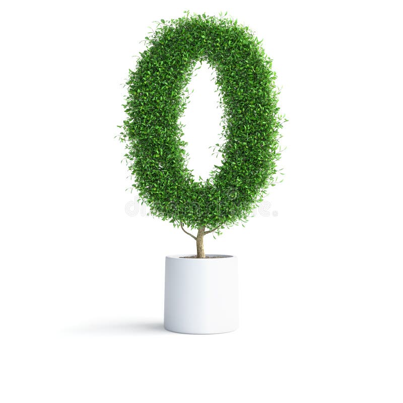 Green Tree Alphabet Number 0 Stock Illustration - Illustration of ...