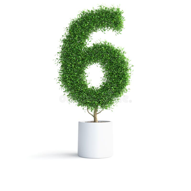 Green Tree Alphabet Number 6 Stock Illustration - Illustration of font ...