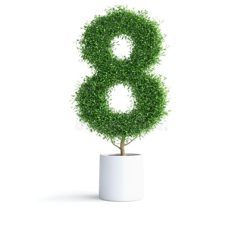 Green Tree Alphabet Number 8 Stock Illustration - Illustration of ...