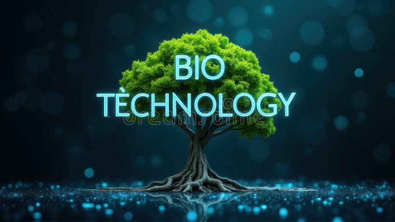 Green Tree with Bio Technology Text. Stock Illustration - Illustration ...
