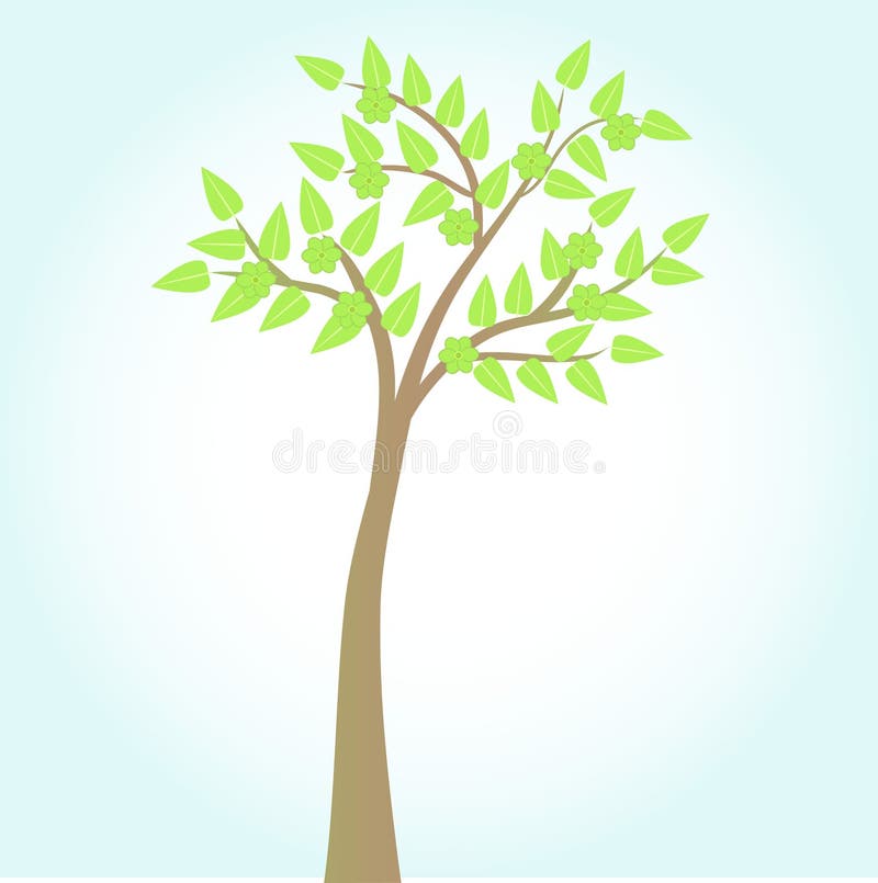 Green Tree On Blue Background Stock Vector - Illustration of painting ...