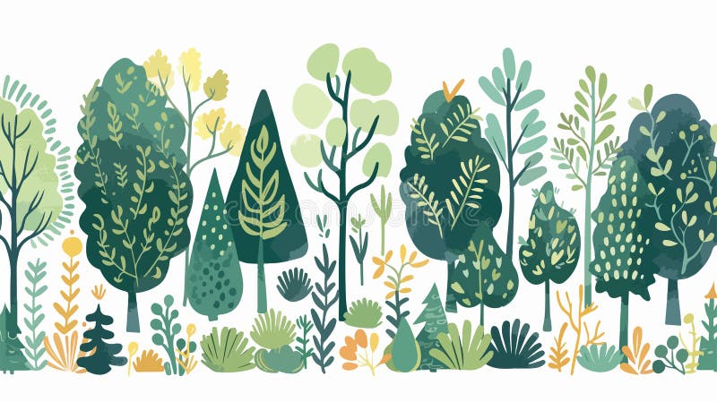 A Green Tree Border, Highlighting Forest Foliage and Coniferous Trees ...