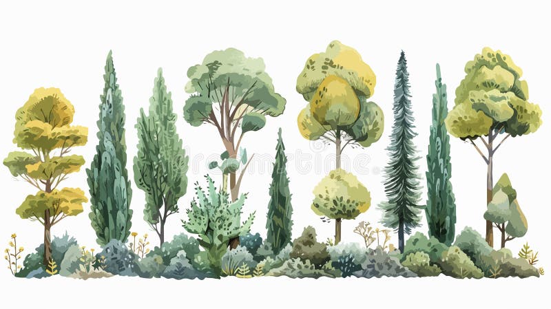 A Green Tree Border, Highlighting Forest Foliage and Coniferous Trees ...