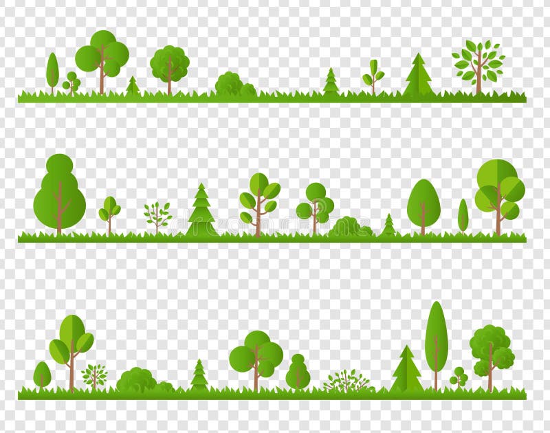 Green Tree Border Isolated Transparent Background Stock Vector ...