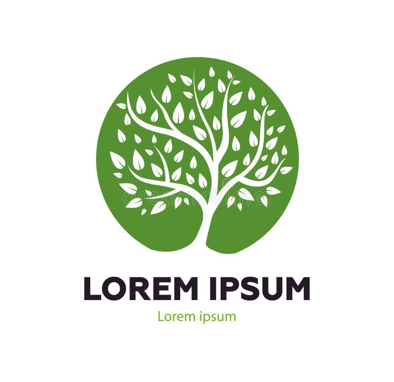 Green Tree with Brown Trunk. Ecology Logo Stock Vector - Illustration ...