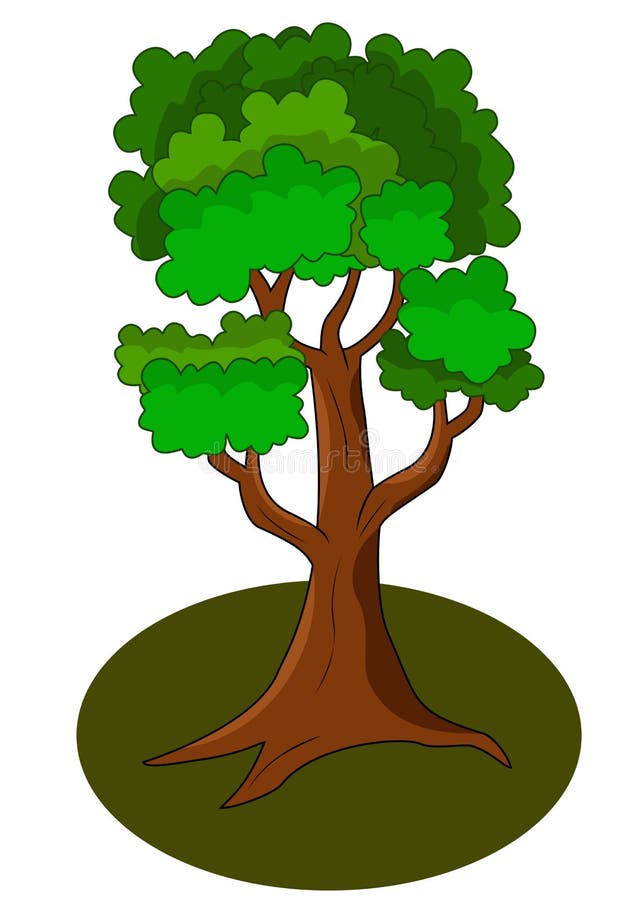 Green tree cartoon stock vector. Illustration of ground - 129528816