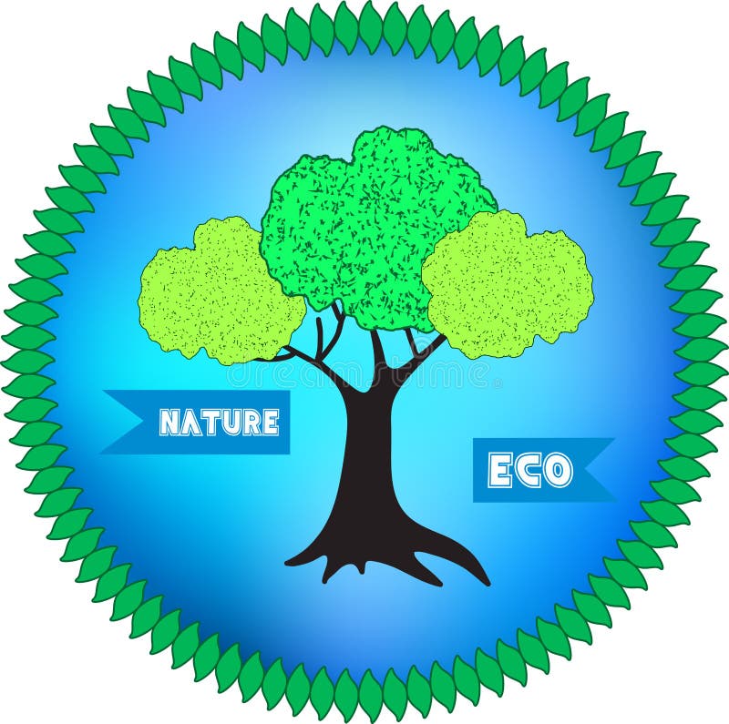 Green tree in circle stock vector. Illustration of ecology - 77116874
