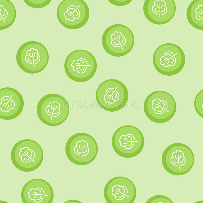 Green Tree in a Circle. Seamless Pattern Stock Vector - Illustration of ...