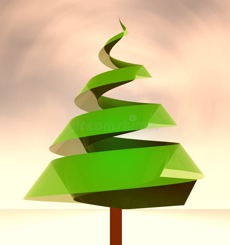 Green Tree Conceptual Shape at Windy Weather Stock Illustration ...