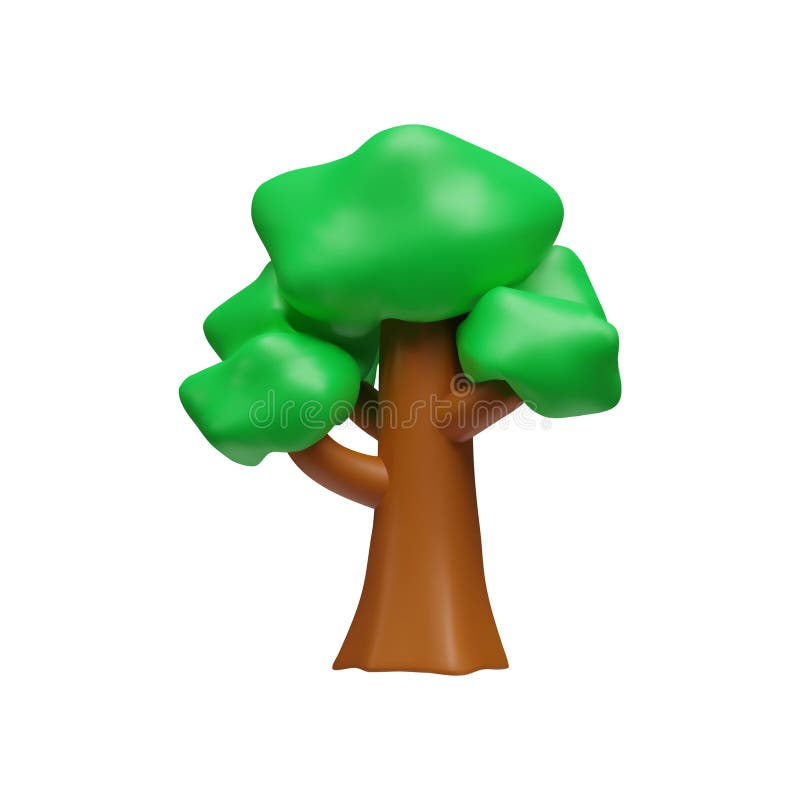 Green Tree 3D Realistic Vector, Render Volume Oak or Linden Forest ...
