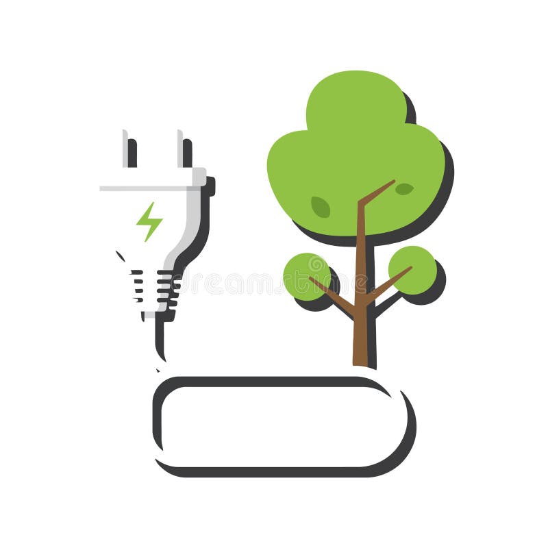 Green Tree Emerging from a Power Plug, Showcasing Eco-friendly Energy ...