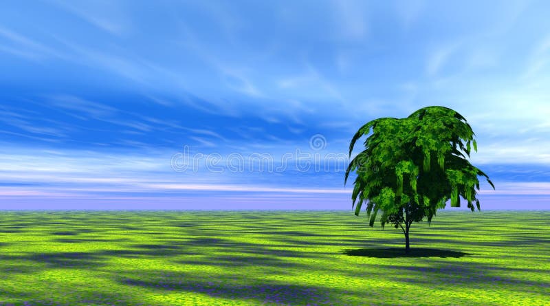 Green tree in a field stock illustration. Illustration of plants - 31359414
