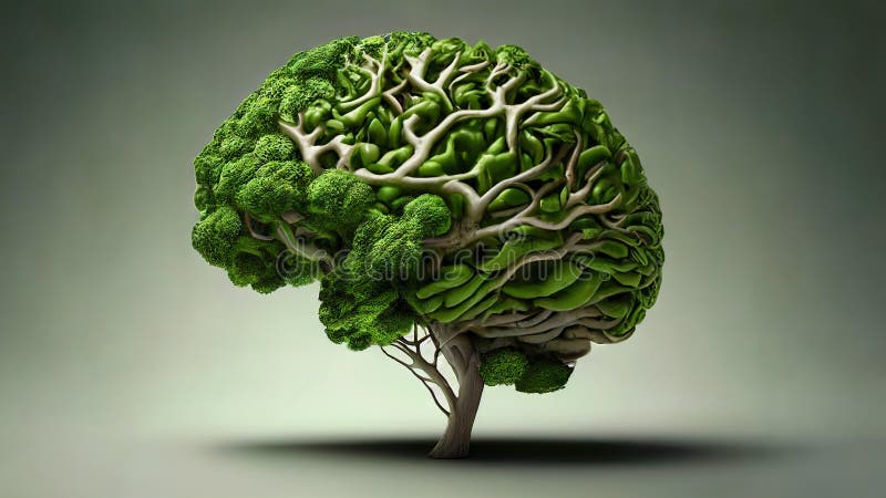 Green Tree in Form of Human Brain. Green Thinking Concept Stock ...