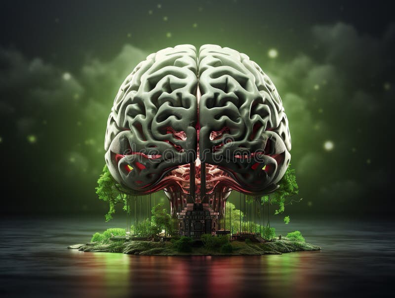 Green Tree in Form of Human Brain. Green Thinking Stock Illustration ...