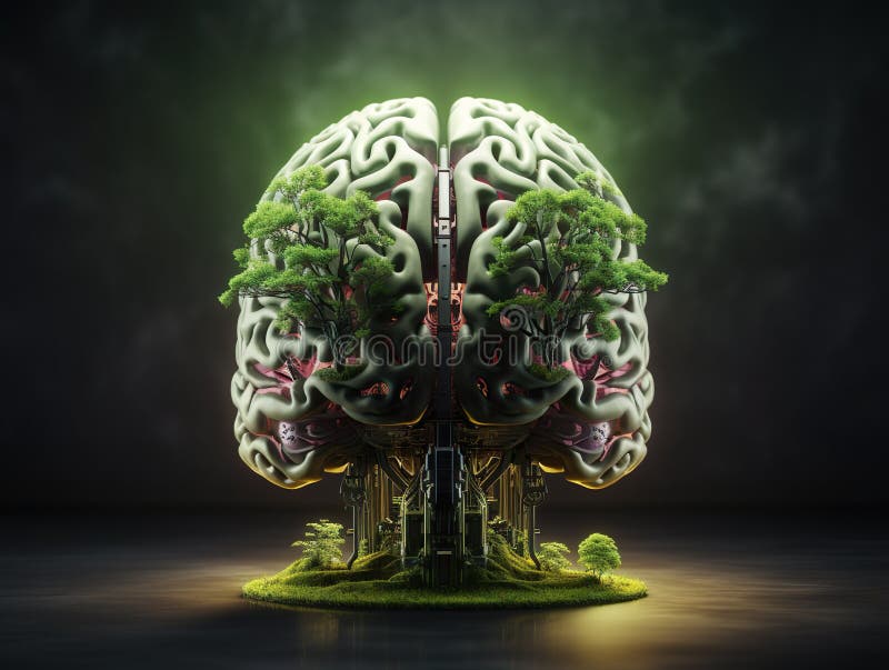 Green Tree in Form of Human Brain. Green Thinking Stock Illustration ...