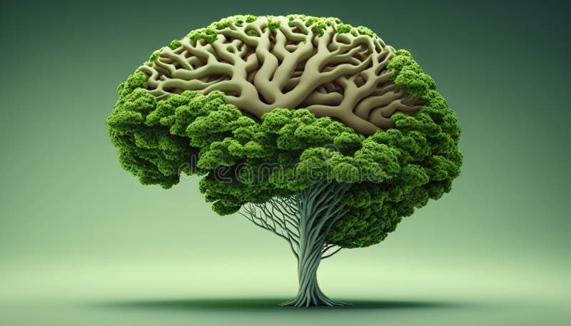 Green Tree in Form of Human Brain. Green Thinking Concept Stock ...