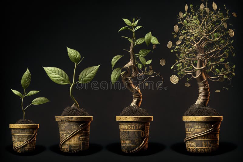 Tree Growing, Generative AI Stock Illustration - Illustration of ...