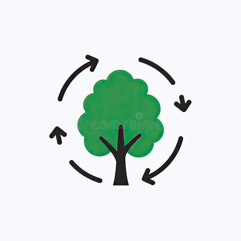Green Tree Icon with Circular Arrows Representing Environmental ...