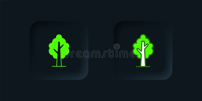 Green Tree Icon Isolated on Black Background. Forest Symbol. Black ...