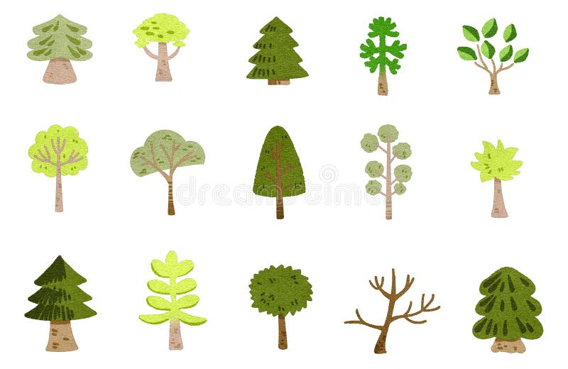 Green Tree Icons Set. Flat Illustration Green Tree Vector Icons for Web ...