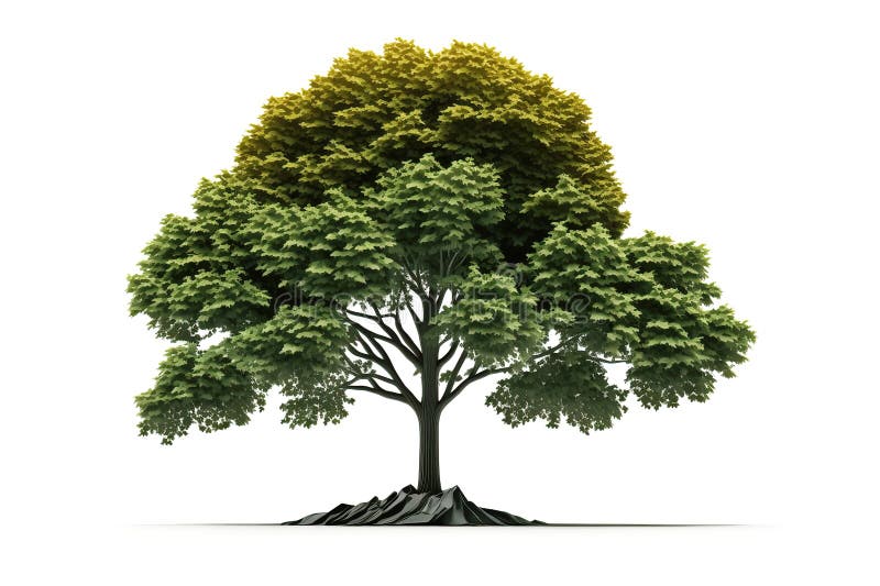 Green Tree Isolated on White, Illustration Generated by AI Stock ...