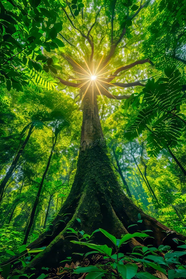 Green Tree with Light Shining through it in Forest Setting. Generative ...