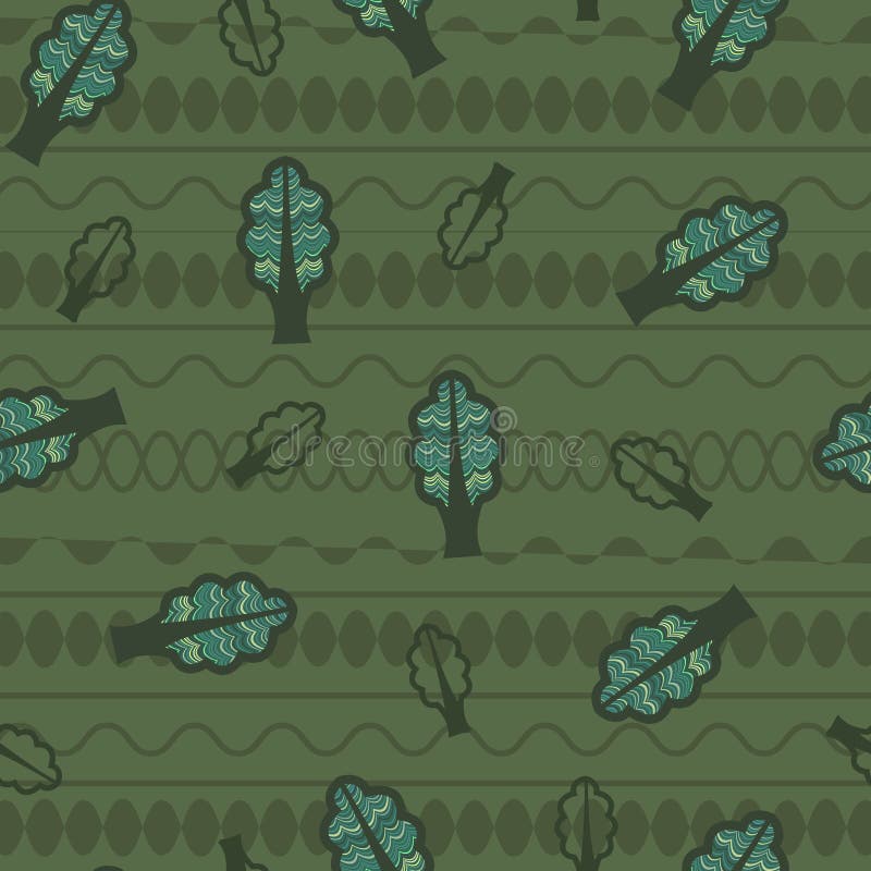 Green Tree Link Leaves Seamless Repeating Pattern Stock Illustration ...