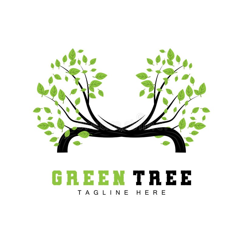 Green Tree Logo Design, Bonsai Tree Logo Illustration, Leaf and Wood ...
