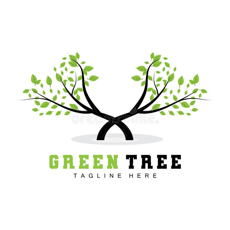 Green Tree Logo Design, Bonsai Tree Logo Illustration, Leaf and Wood ...