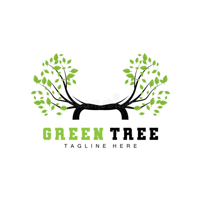 Green Tree Logo Design, Bonsai Tree Logo Illustration, Leaf and Wood ...