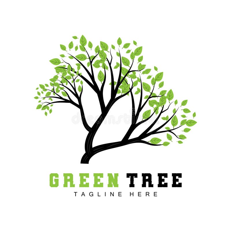 Green Tree Logo Design, Bonsai Tree Logo Illustration, Leaf and Wood ...