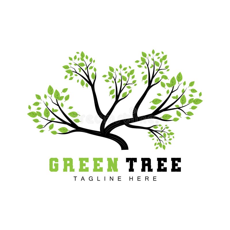 Green Tree Logo Design, Bonsai Tree Logo Illustration, Leaf and Wood ...