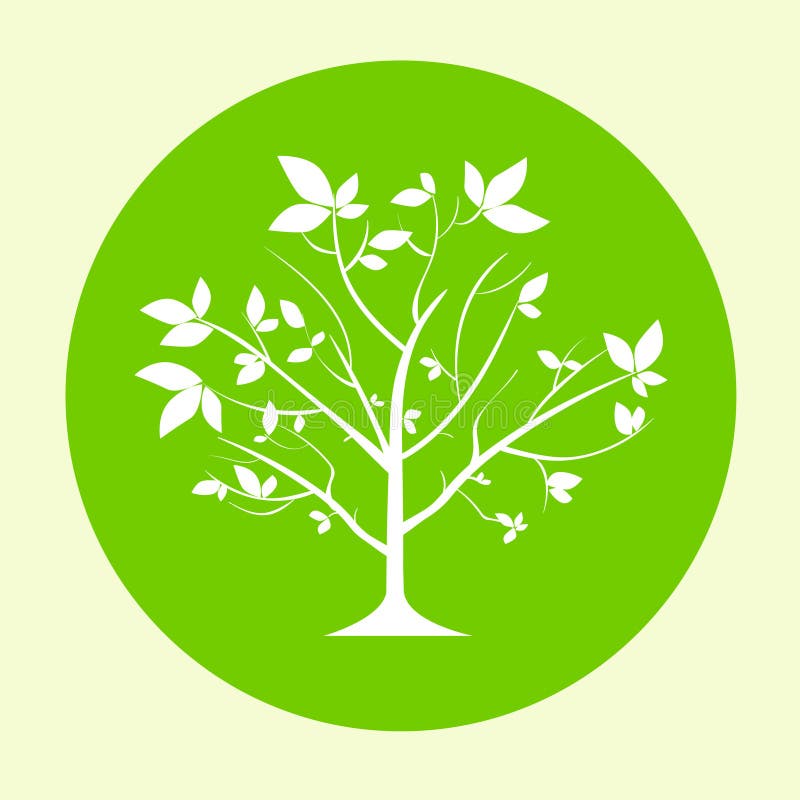 Green Tree Logo Flat Circle Icon Vector Stock Vector - Illustration of ...