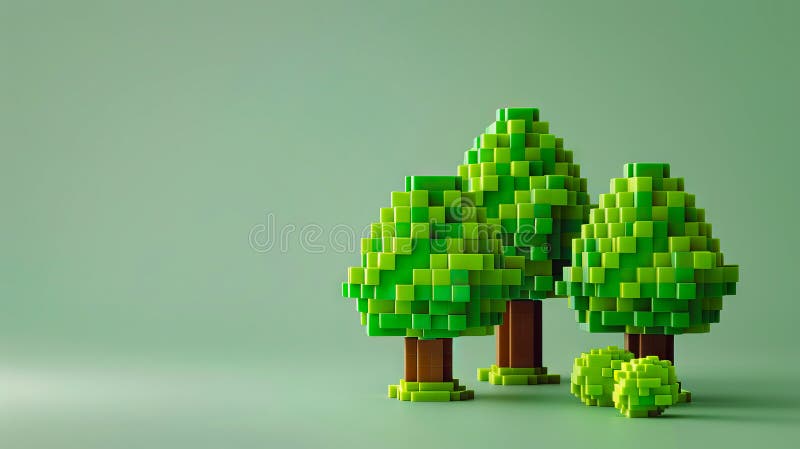 A Green Tree Made of Pixel Blocks Stock Photo - Image of blocks ...
