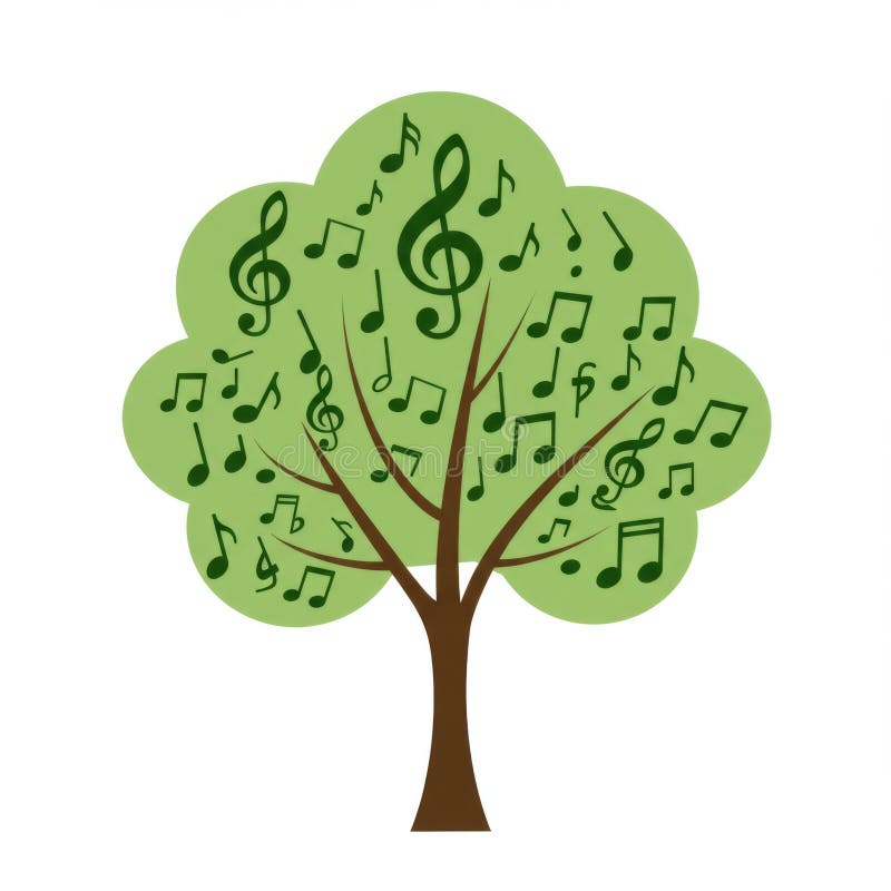 Green Tree with Musical Notes Illustration Stock Illustration ...