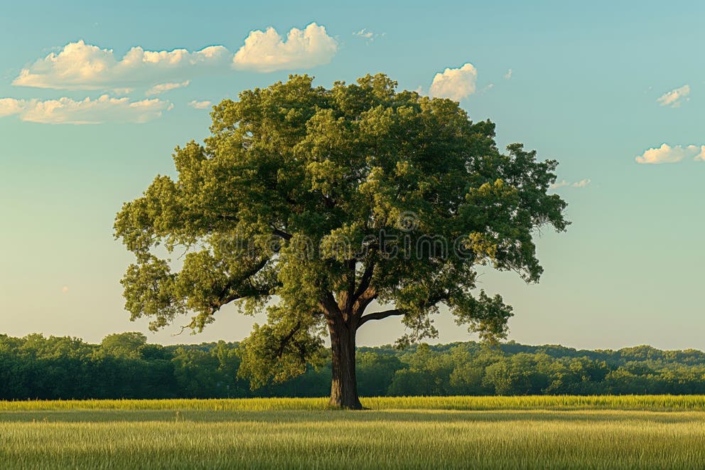 Green Tree in Open Field stock photo. Image of meadow - 355488510