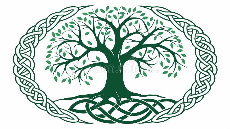 Green Tree Oval Celtic Frame, Nature Circle Vector, Framed Tree ...