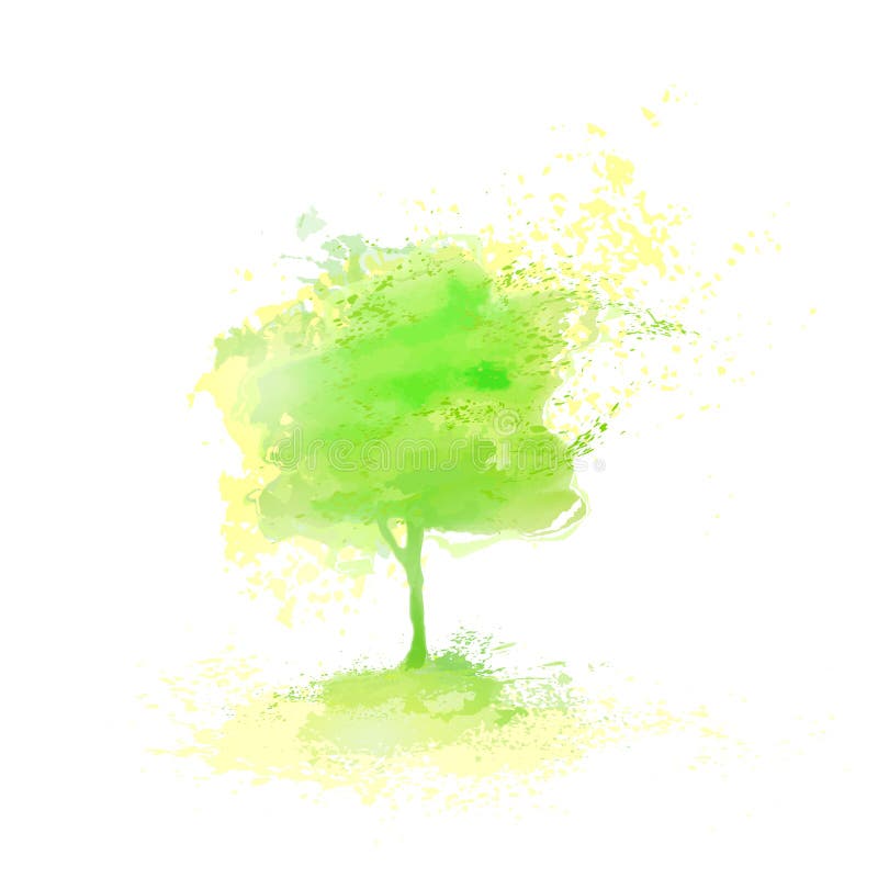 Green Tree Paint Splash Isolated Over White Stock Vector - Illustration ...