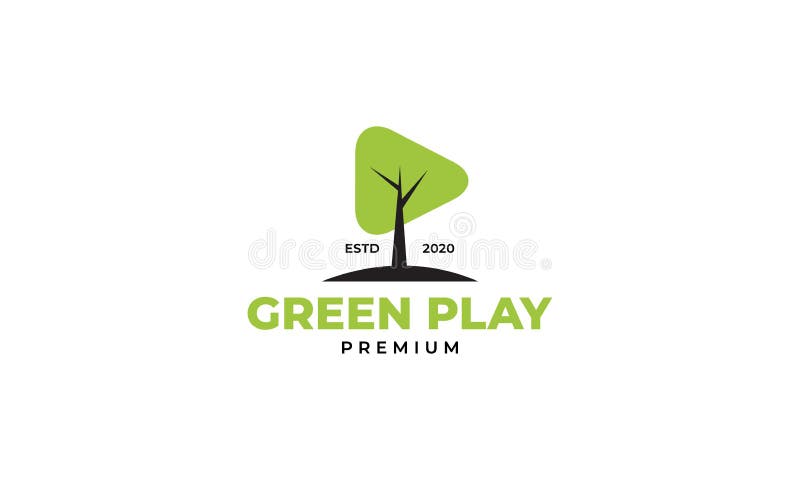 Green Tree with Play Button Music Logo Design Stock Vector ...