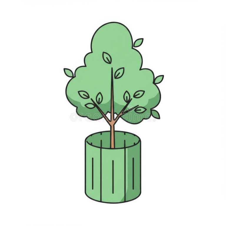 Green Tree in a Pot Illustration Stock Illustration - Illustration of ...